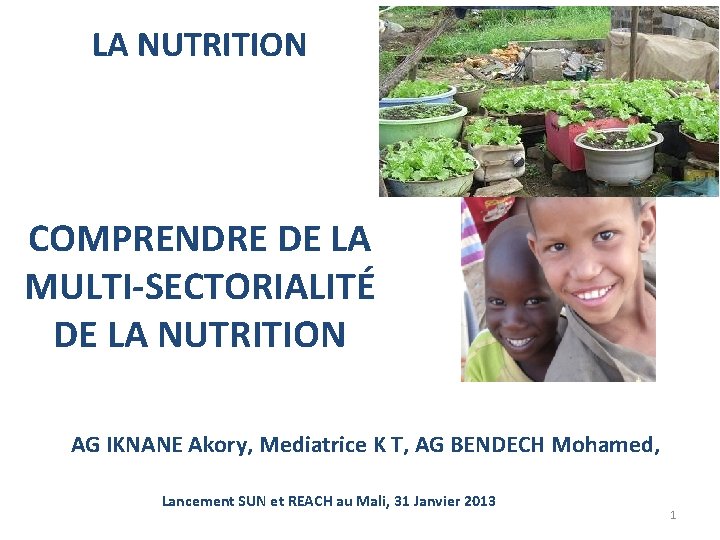 LA NUTRITION COMPRENDRE DE LA MULTISECTORIALIT DE LA