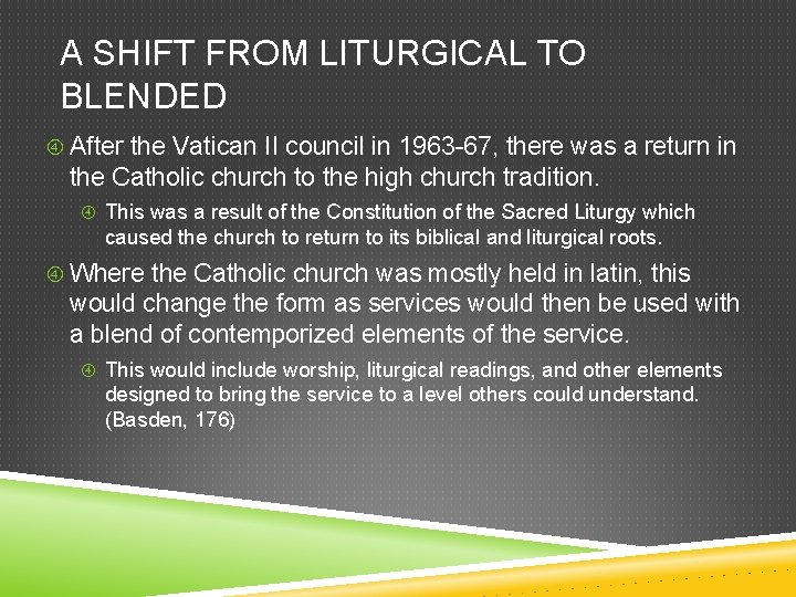 HISTORY OF BLENDED WORSHIP By Bryan Coble ORIGINS