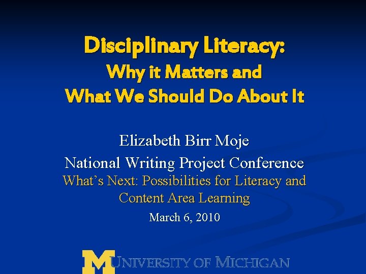 Disciplinary Literacy Why it Matters and What We