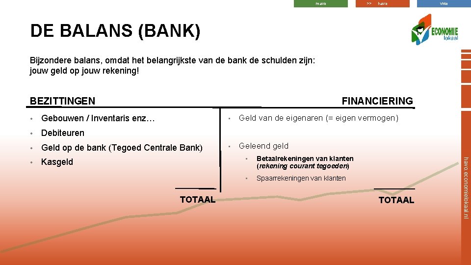 mavo havo vwo BANKBALANS en liquiditeitspercentage havo economielokaal