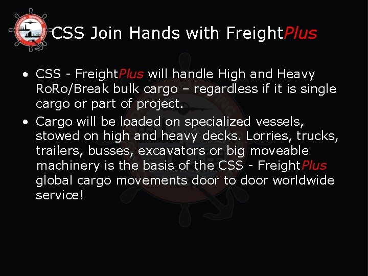 Heavy Equipment Logistics Introduction to CSS Heavy Equipment