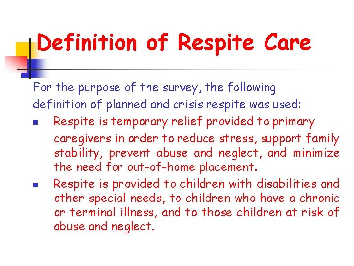 Planned and Crisis Respite for Families with Children