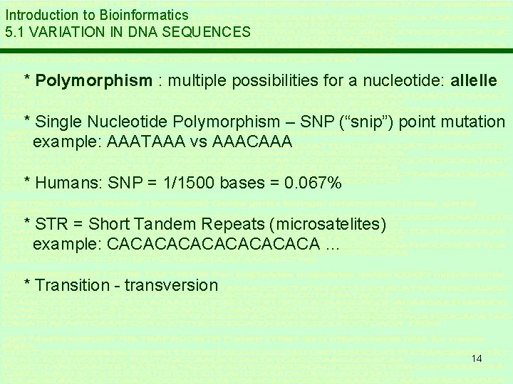 Introduction to Bioinformatics 1 Introduction to Bioinformatics LECTURE