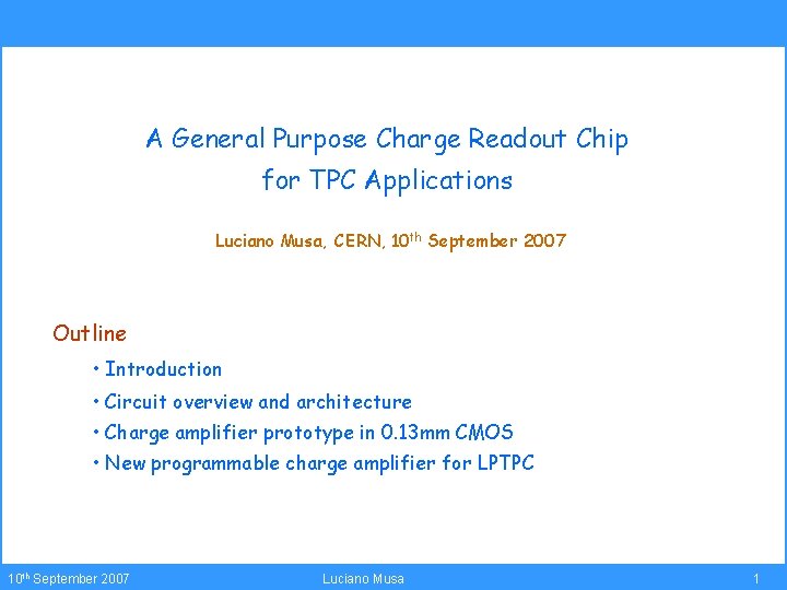 A General Purpose Charge Readout Chip for TPC