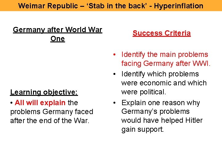 Weimar Republic Stab in the back Hyperinflation Germany