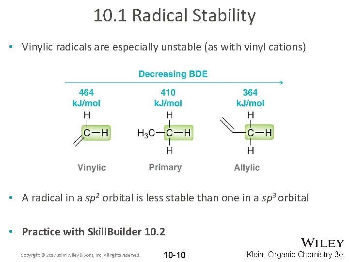 Organic Chemistry Third Edition David Klein Chapter 10