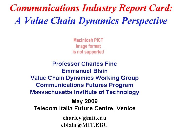 Communications Industry Report Card A Value Chain Dynamics