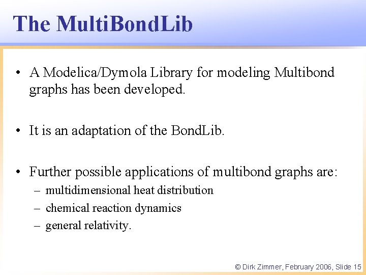 Master Thesis A Modelica Library for Multibond Graphs