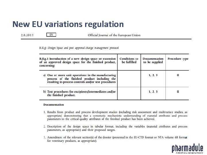 Regulatory requirements and benefits converting to Continued Process