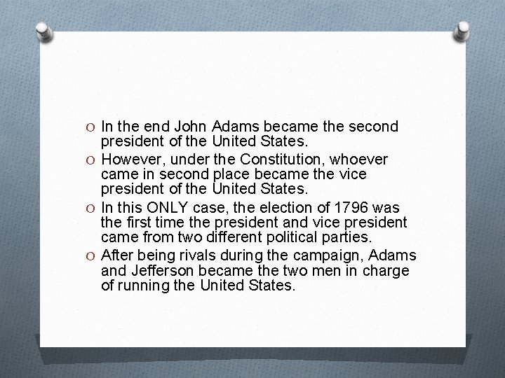 John Adams Presidency The development of political parties