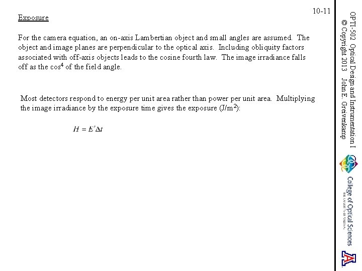 Section 10 Radiative Transfer OPTI502 Optical Design and