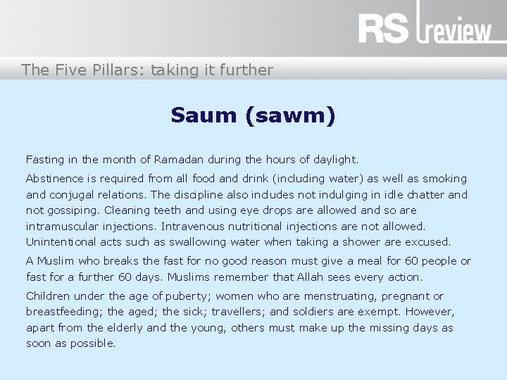 The Five Pillars taking it further The Five