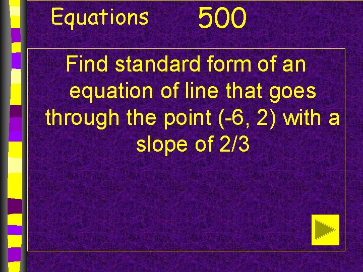 Linear Function Jeopardy Slopes Functions Equations ParaPerp Misc
