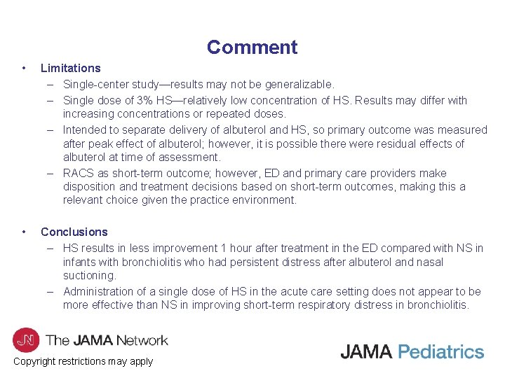 JAMA Pediatrics Journal Club Slides Nebulized Hypertonic Saline