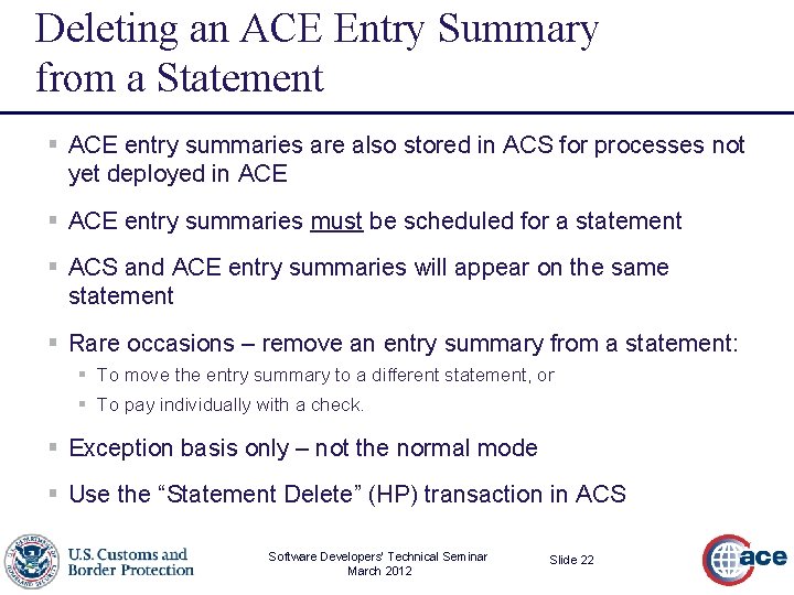 Automated Commercial Environment Software Developers Technical Seminar ABI