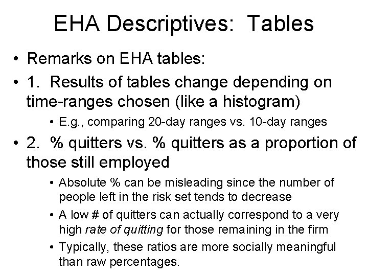 EHA Terminology and basic non parametric graphs Sociology