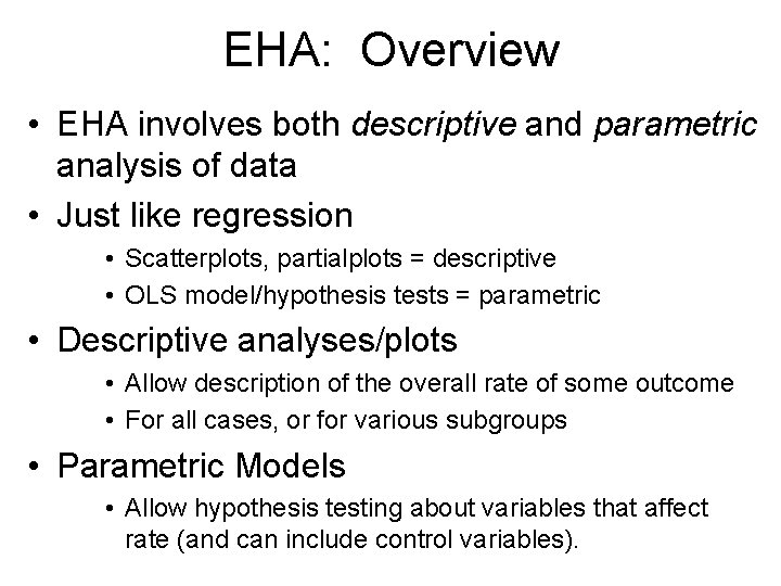 EHA Terminology and basic non parametric graphs Sociology