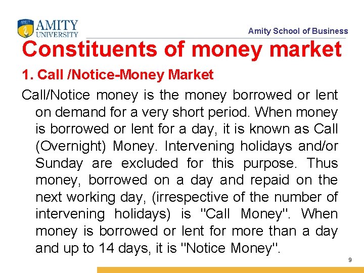 Amity School of Business MODULE 3 financial environment