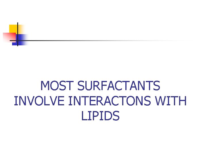 SURFACTANTS EMULSIFIERS PRIMARY OBJECTIVES n n n FORM