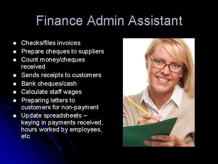 Unit 1 b Functions of Departments Finance Department