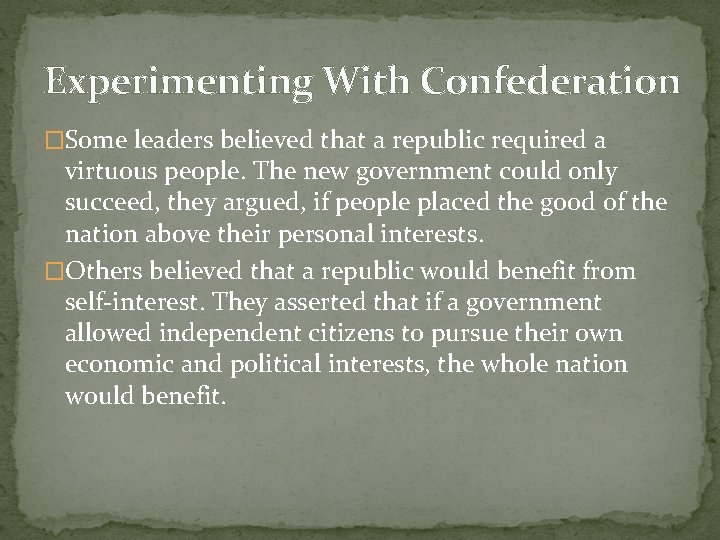 Chapter 5 Shaping A New Nation Chapter 5
