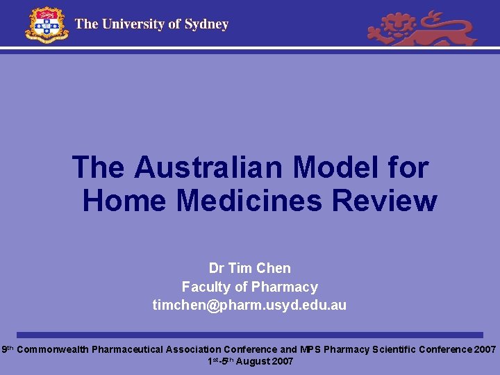 The Australian Model for Home Medicines Review Dr