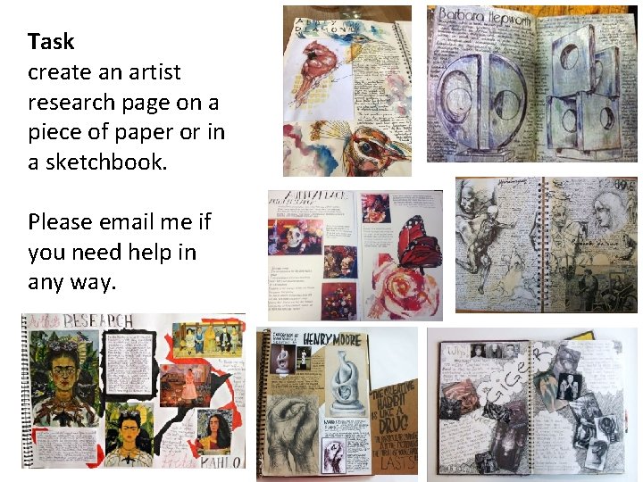 Task create an artist research page on a
