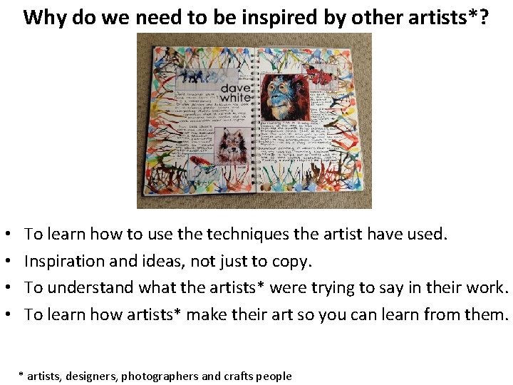 Task create an artist research page on a