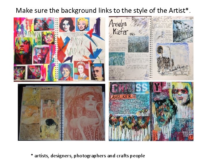 Task create an artist research page on a