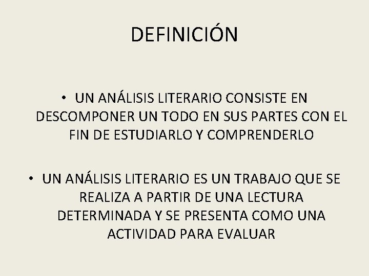 Analisis Literarios Ejemplos Definicion