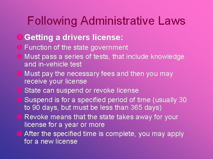 Chapter 2 Administrative traffic laws Lesson 1 2