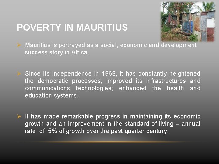 THE NATIONAL POVERTY OBSERVATORY MAURITIUS COUNTRY PAPER PRESENTATION