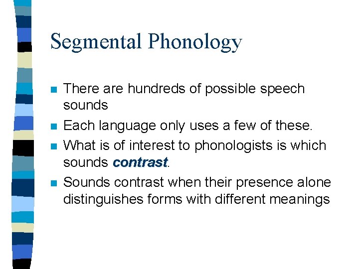 bnik Knowledge of Sounds Phonology The study of