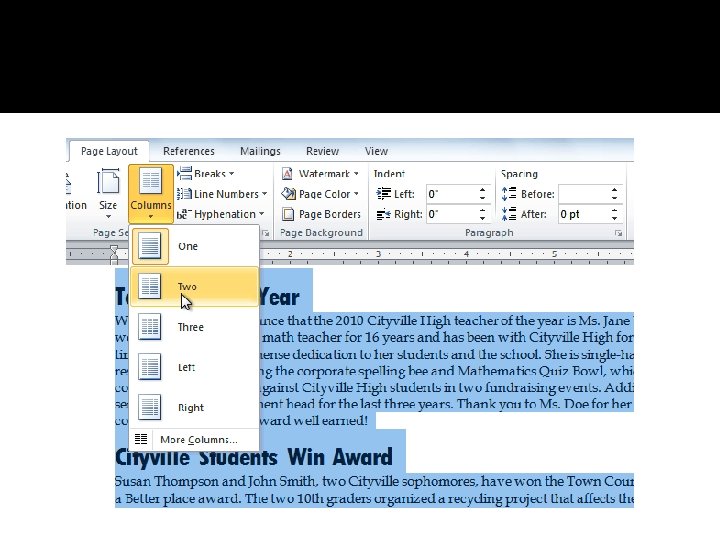 Guided Lesson Working with Columns Objective In this