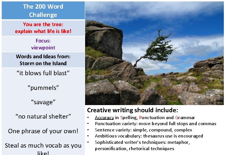 The 200 Word Challenge Produce a piece of