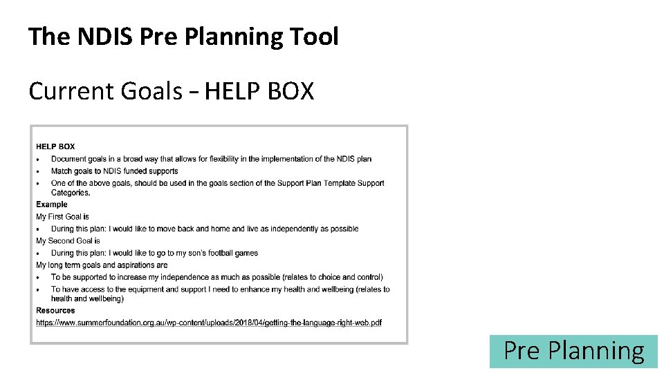 NDIS Health Preplanning Practice NDIS and Hospital Discharge