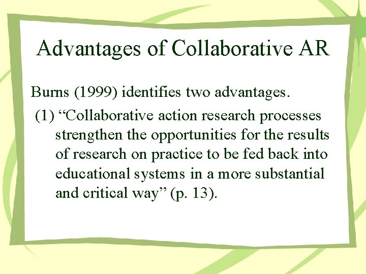 Collaborative Action Research and Its Impact on English