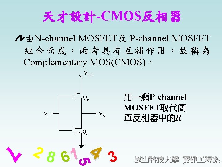 CMOS Nchannel MOSFET Pchannel MOSFET Complementary MOSCMOS VDD
