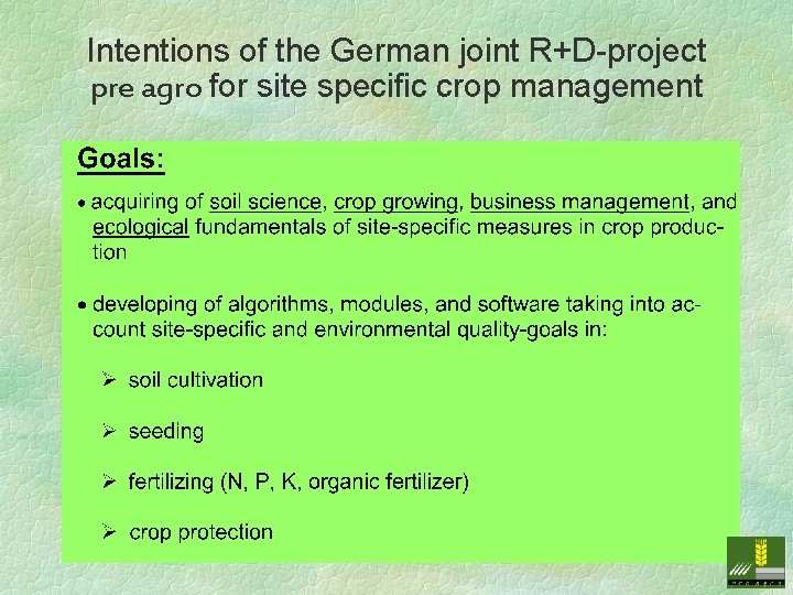 pre agro Management system for site specific crop