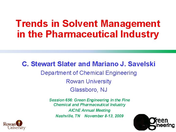 Trends in Solvent Management in the Pharmaceutical Industry