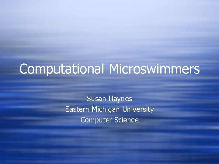 Computational Microswimmers Susan Haynes Eastern Michigan University ...