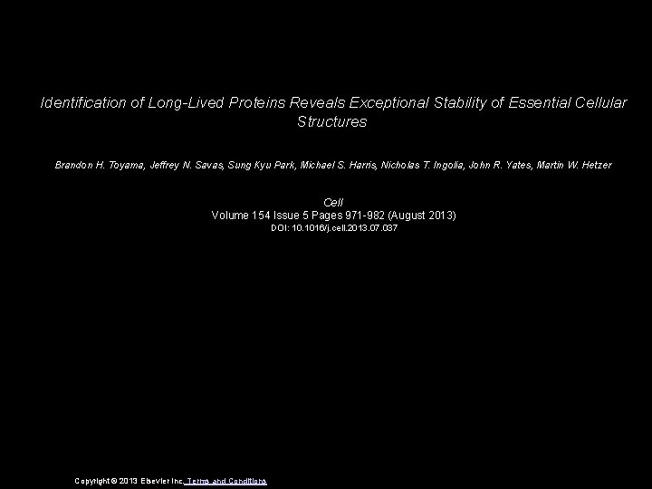 Identification of LongLived Proteins Reveals Exceptional Stability of