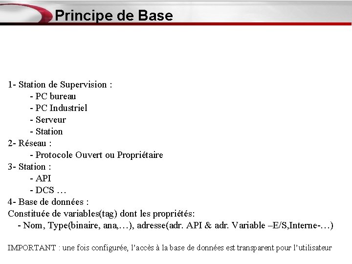 Sommaire 1 Introduction 2 Supervision Industrielle Principe de