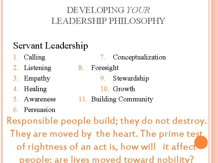 DEVELOPING YOUR LEADERSHIP PHILOSOPHY Student Organization Leadership ...