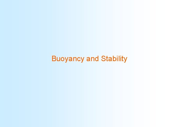 Buoyancy and Stability Chapter Objectives Write the equation