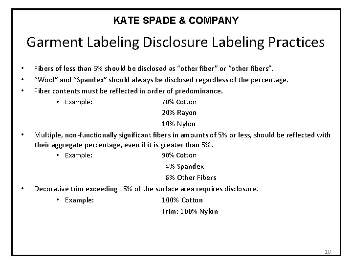 KATE SPADE COMPANY Kate Spade Company Classification Process
