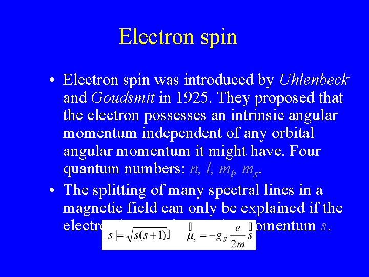 Ch 4 Fine structure of atoms Magnetic moments