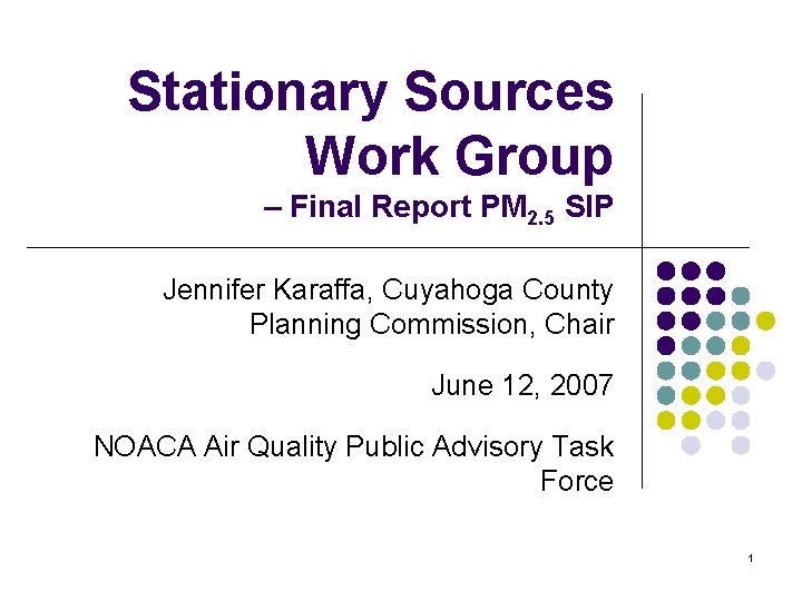 Stationary Sources Work Group Final Report PM 2