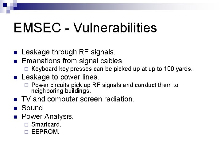 TRANSECEMSEC TEMPEST Artur Zak CS 996 Information Security