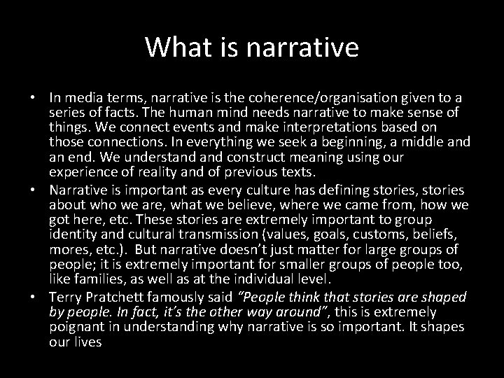 Introduction to narrative theory What is narrative In
